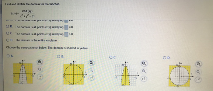 Solved Find and sketch the domain for the function. cos (xy) | Chegg.com