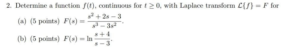 Solved 2. Determine a function f(t), continuous for t≥0, | Chegg.com