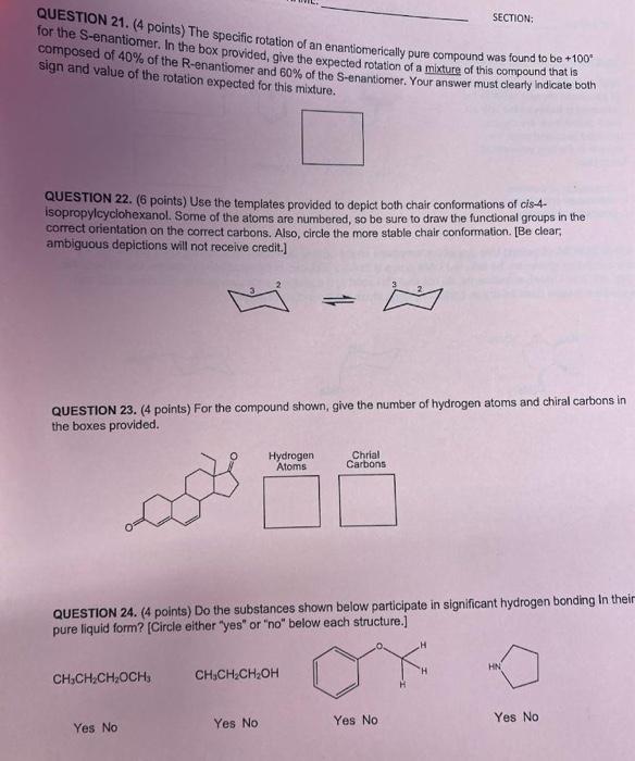 Solved QUESTION 21. (4 points) The specific rotation of an | Chegg.com