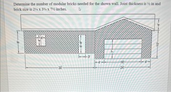 Solved determine the number of modular bricks needed for the | Chegg.com