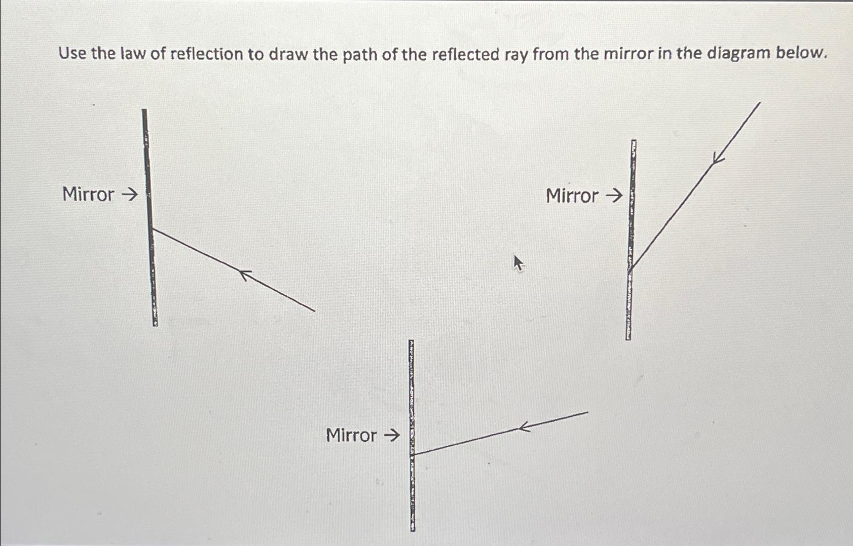Solved Use the law of reflection to draw the path of the | Chegg.com