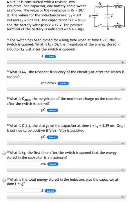 Solved A circuit is constructed with a resistor, two | Chegg.com