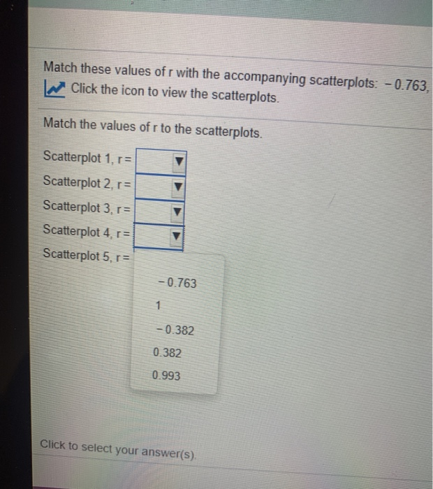 Solved Match these values of r with the accompanying | Chegg.com