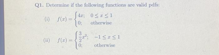 Solved Q1. Determine if the following functions are valid | Chegg.com