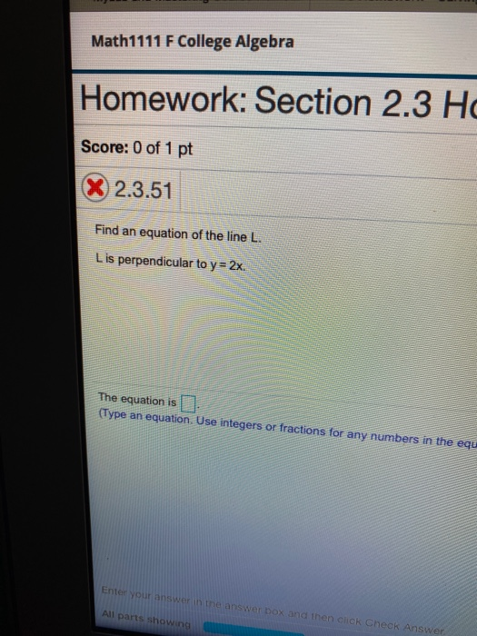 Solved Math1111 F College Algebra Homework: Section 2.3 Ho | Chegg.com