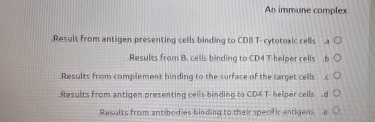 Solved An immune complexResult from antigen presenting cells | Chegg.com