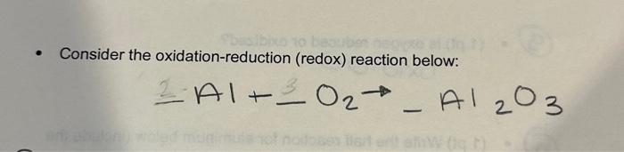 Solved Consider the oxidation-reduction (redox) reaction | Chegg.com