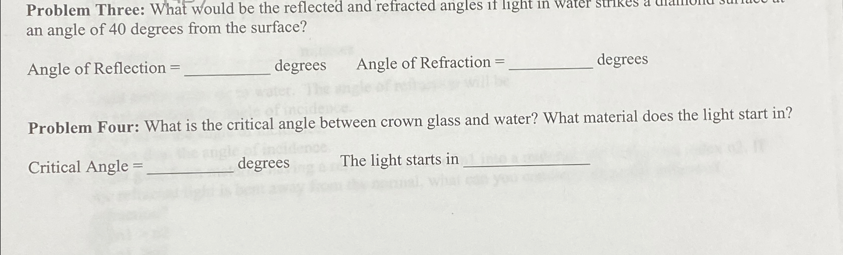 Solved Problem Three: What would be the reflected and | Chegg.com