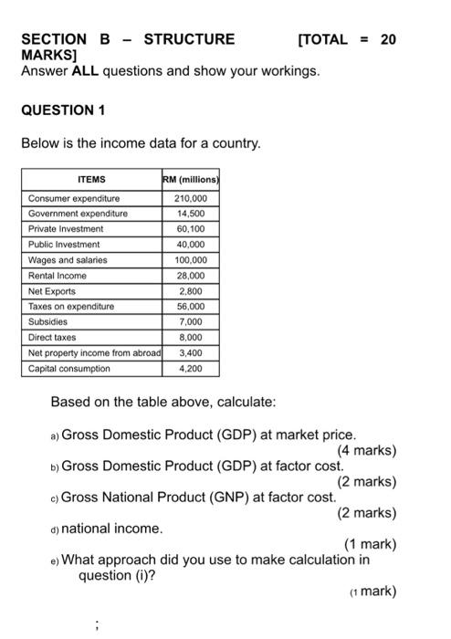 Solved SECTION B STRUCTURE MARKS] Answer ALL questions and | Chegg.com