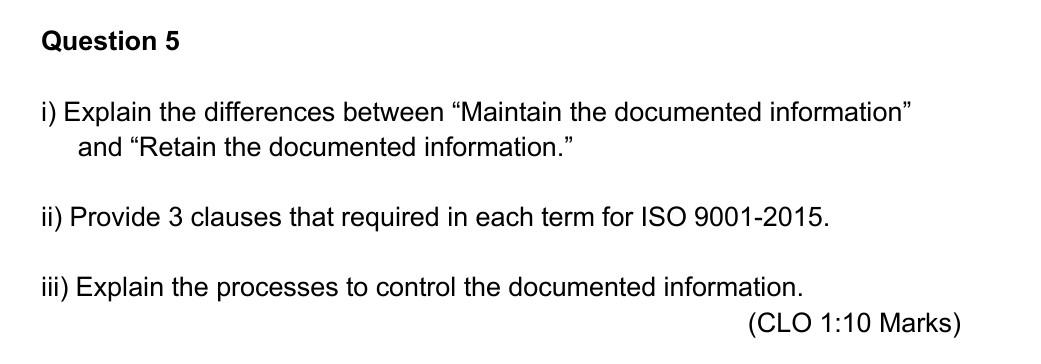 Solved Question 5 i) Explain the differences between | Chegg.com