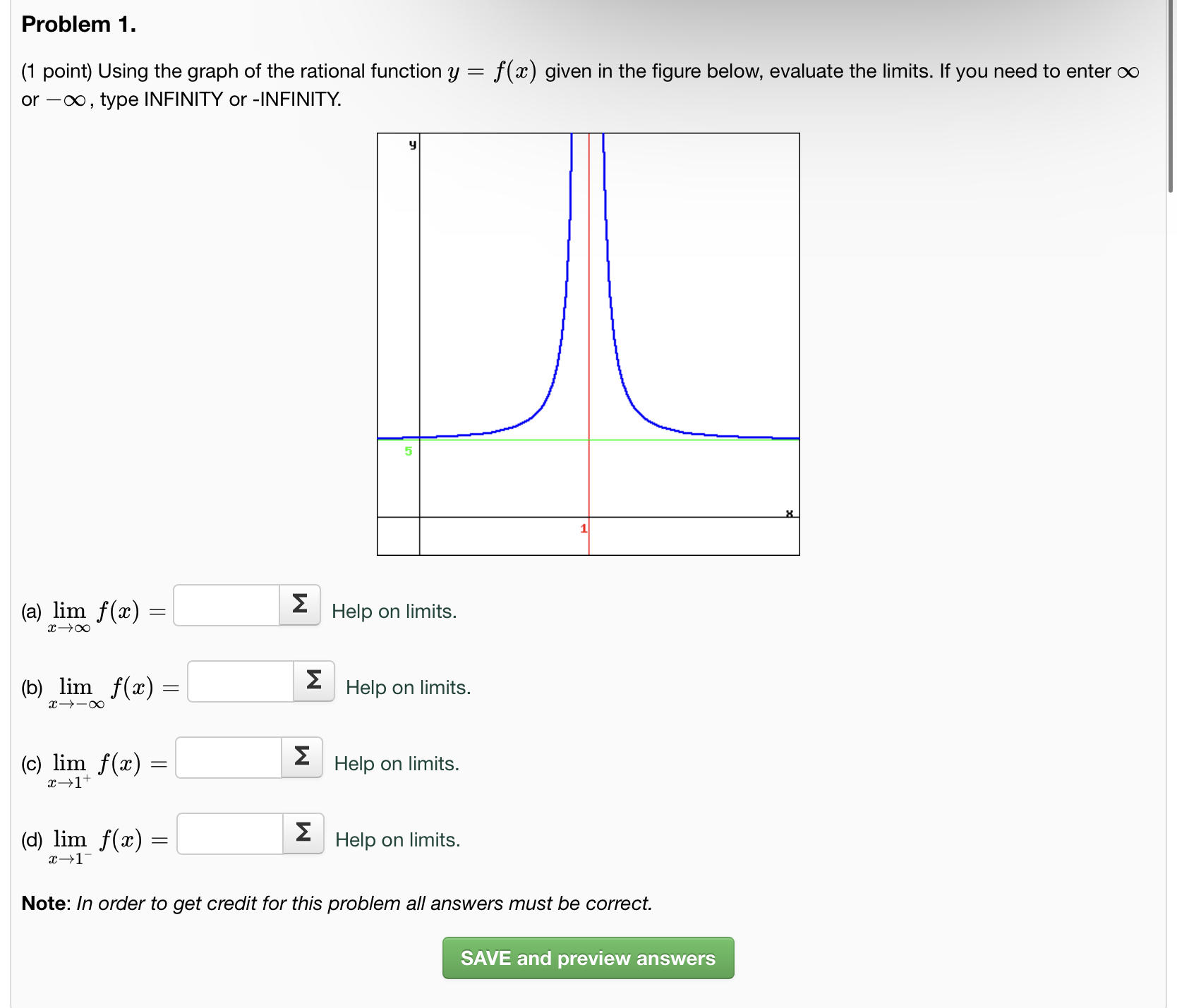 Solved Problem 1.(1 ﻿point) ﻿Using the graph of the rational | Chegg.com