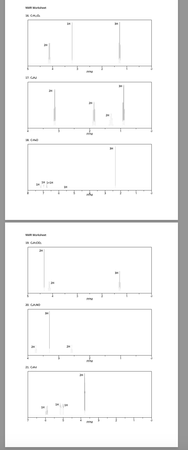 NMR ﻿Worksheet. I need help interpetting the NMR | Chegg.com