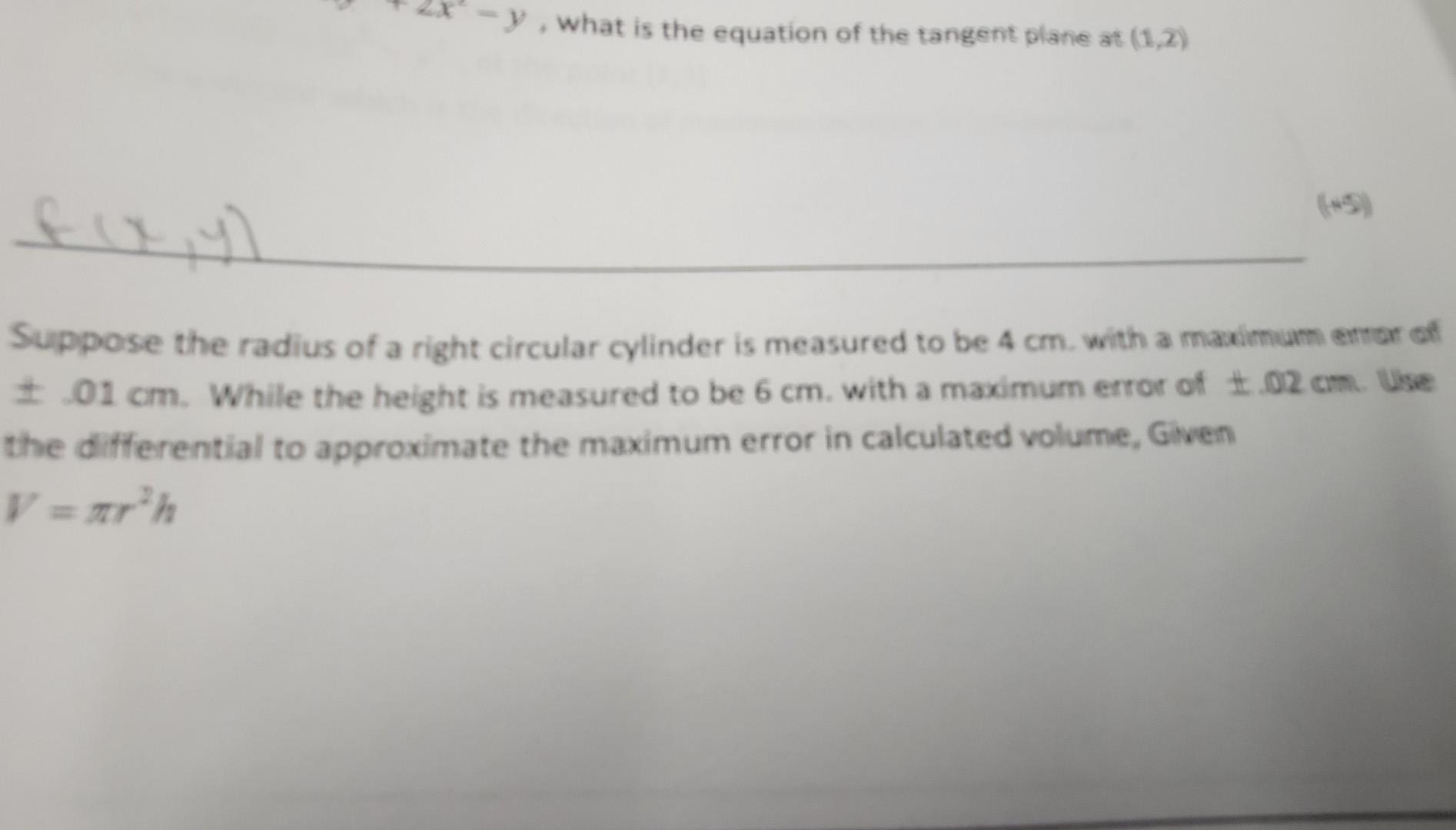 Solved - y, what is the equation of the tangent plans at | Chegg.com