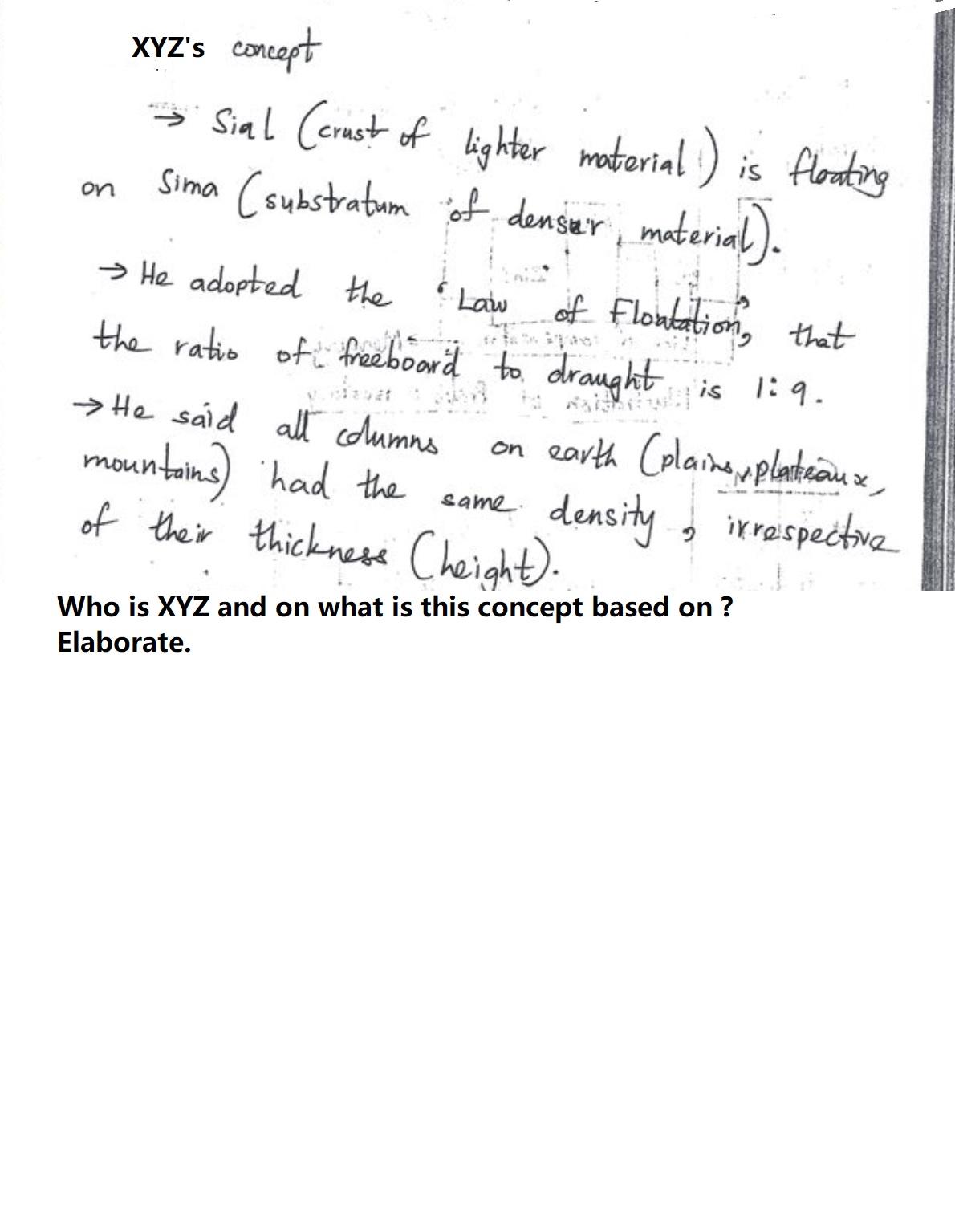 Solved XYZ's concept on He adopted the Law > Sial (crust of | Chegg.com