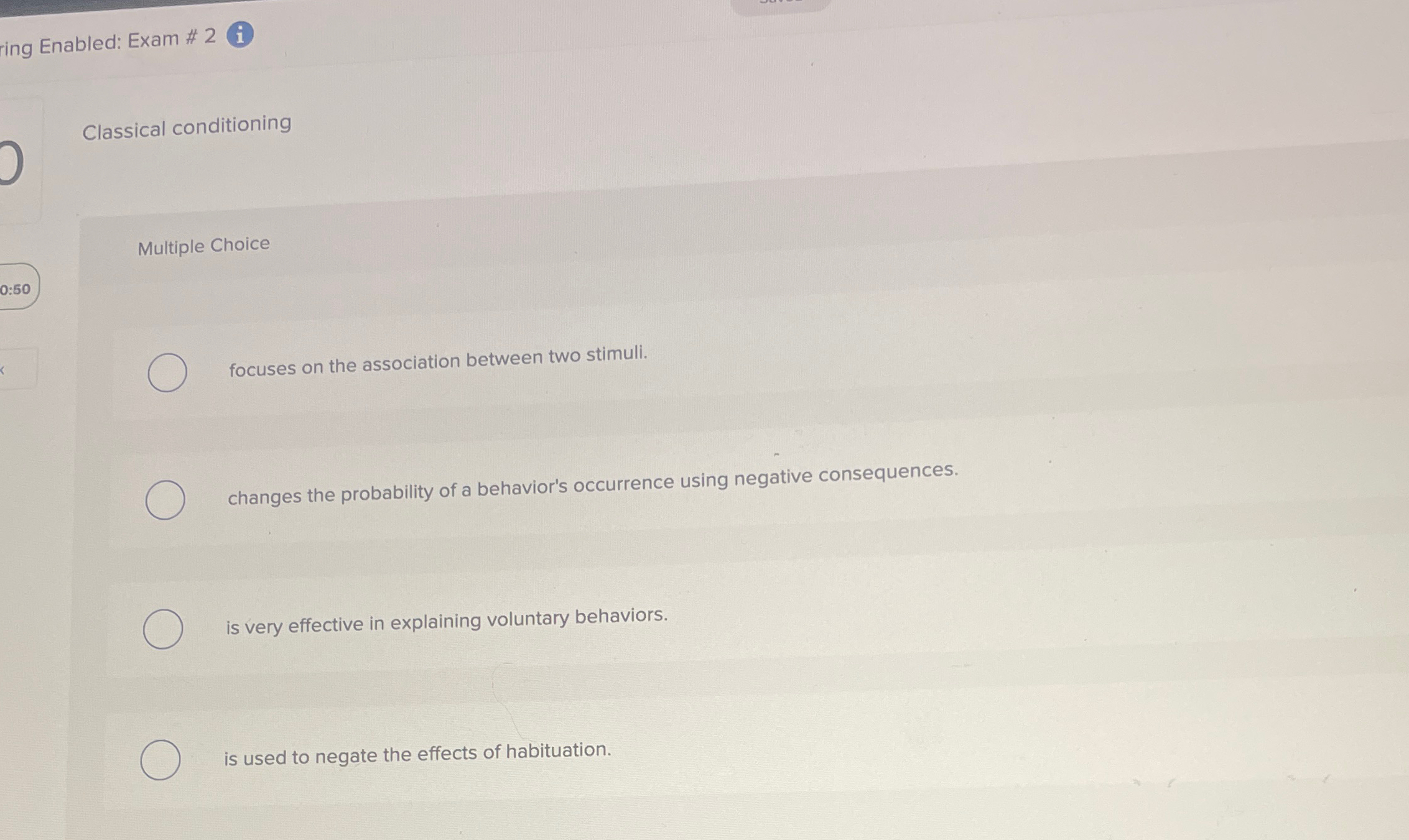 Solved ing Enabled: Exam # 2Classical conditioningMultiple | Chegg.com