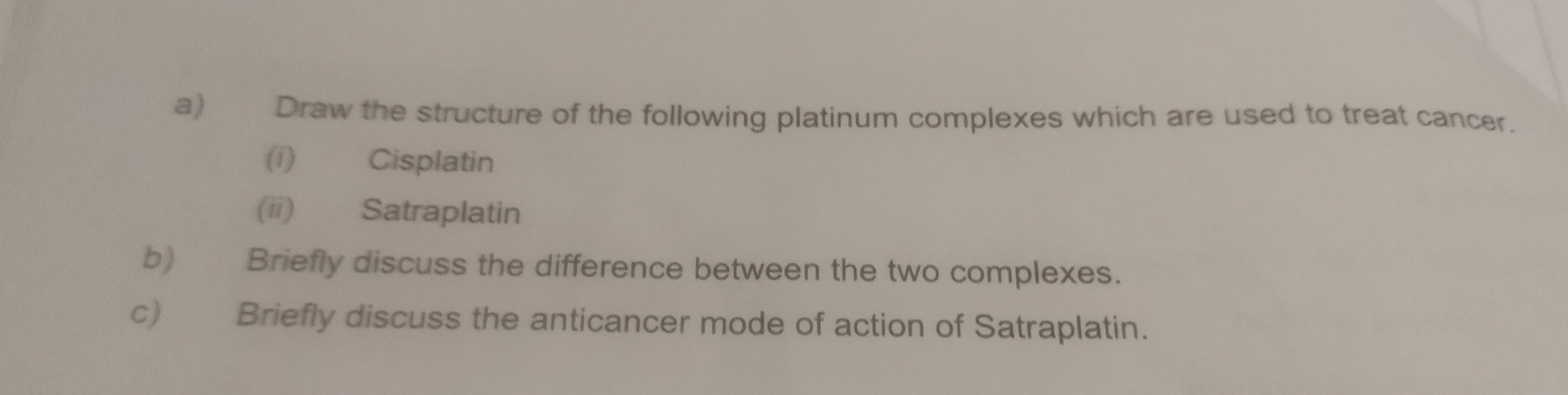 Solved a) ﻿Draw the structure of the following platinum | Chegg.com