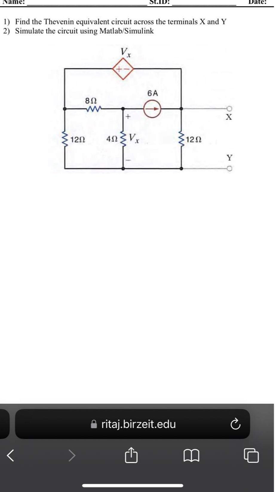 Solved Find the Thevenin equivalent circuit across the | Chegg.com