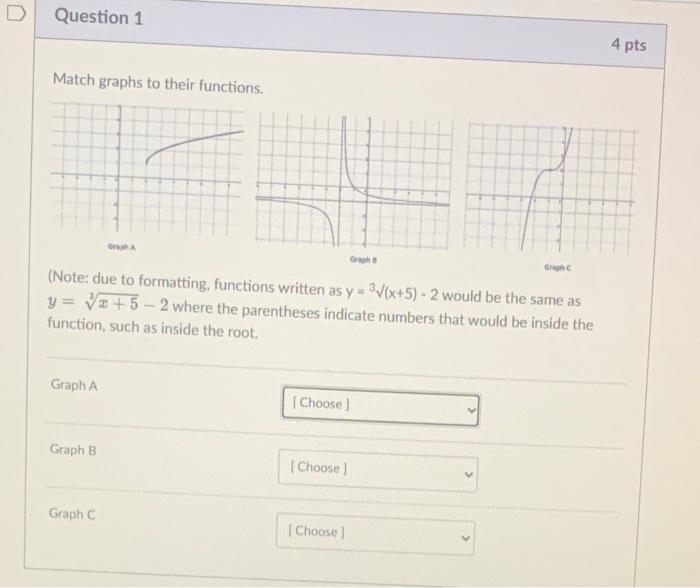 Match graphs to their functions. (Note: due to | Chegg.com