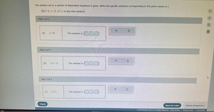 Solved The sclution set to a system of dependent equations | Chegg.com