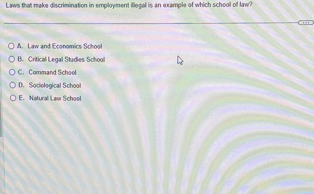 Solved Laws that make discrimination in employment illegal | Chegg.com