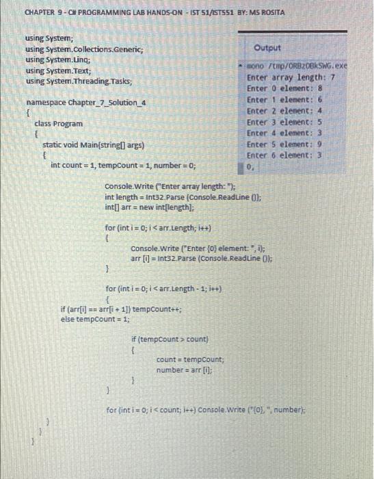 Solved CHAPTER 9 - ON PROGRAMMING LAB HANDS-ON - IST | Chegg.com