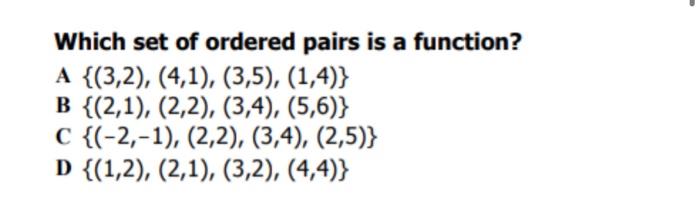 Solved Which set of ordered pairs is a function? A | Chegg.com