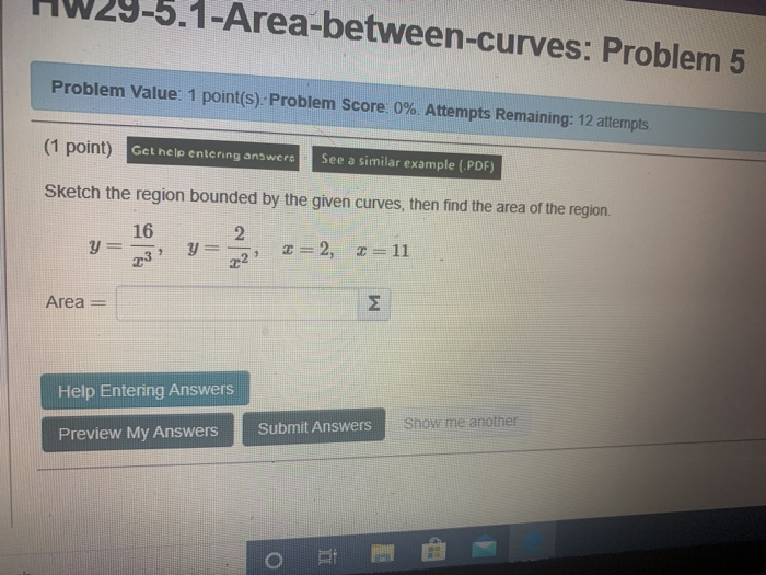 Solved Hw29-5.1-Area-between-curves: Problem 4 Problem | Chegg.com