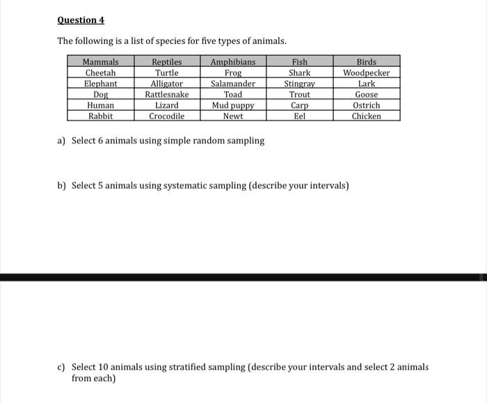 Solved Question 4 The following is a list of species for | Chegg.com