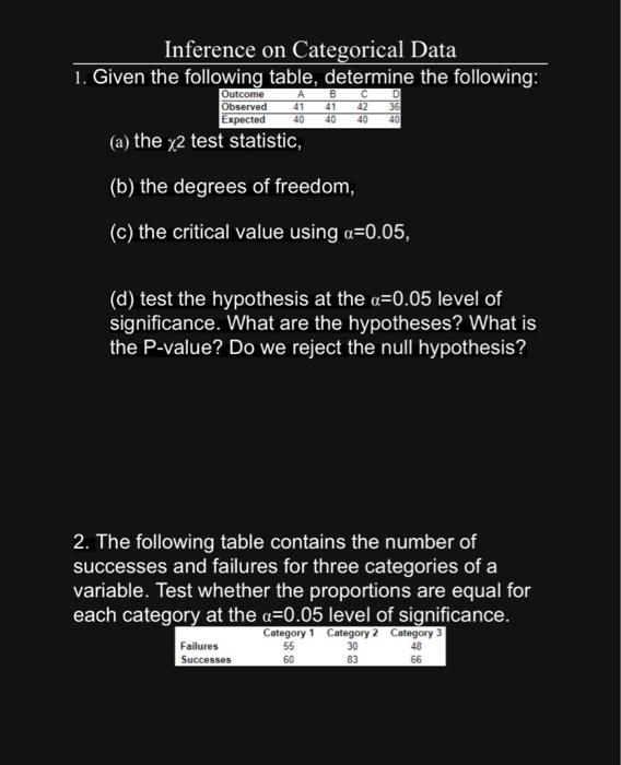 Solved 1. Given the following table, determine the | Chegg.com
