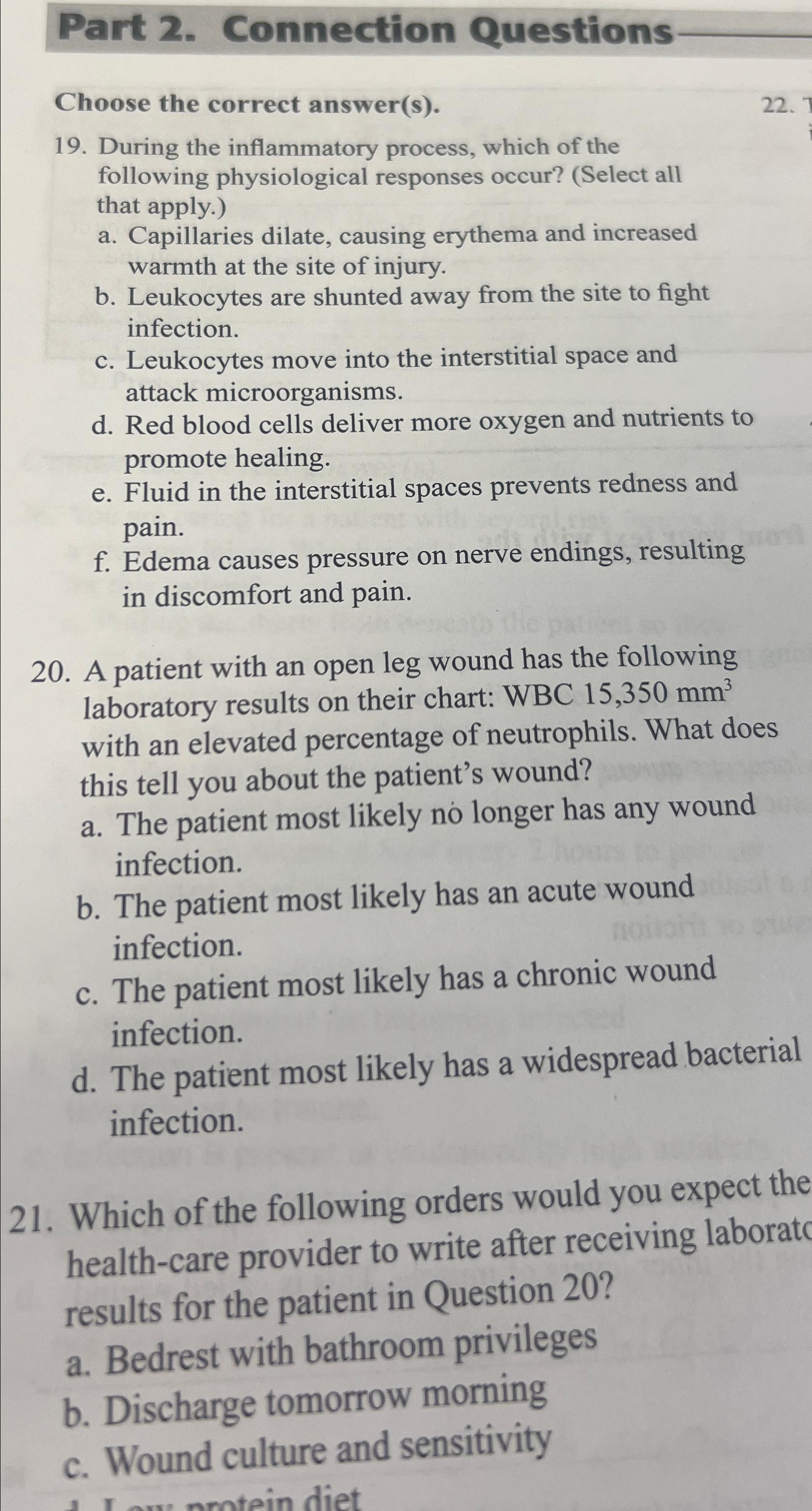 Solved Part 2. ﻿Connection QuestionsChoose the correct | Chegg.com