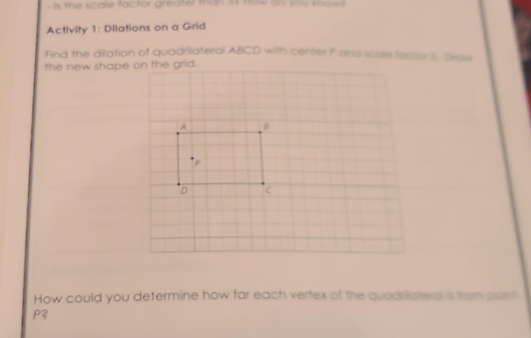 Solved Activity 1: Dilations on a Grid the new shape on the | Chegg.com