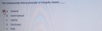Solved The fundamental ethical principle of integrity | Chegg.com