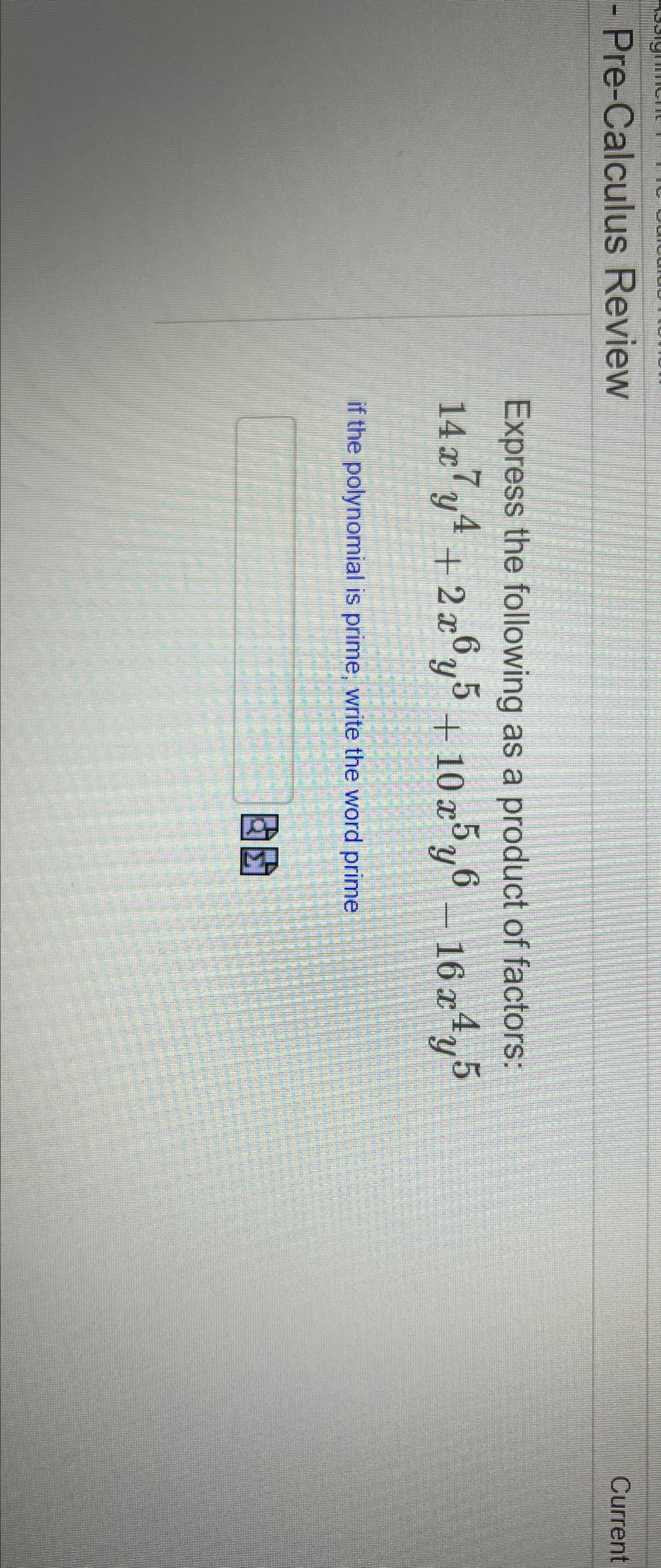 Solved Pre-Calculus ReviewExpress the following as a product | Chegg.com