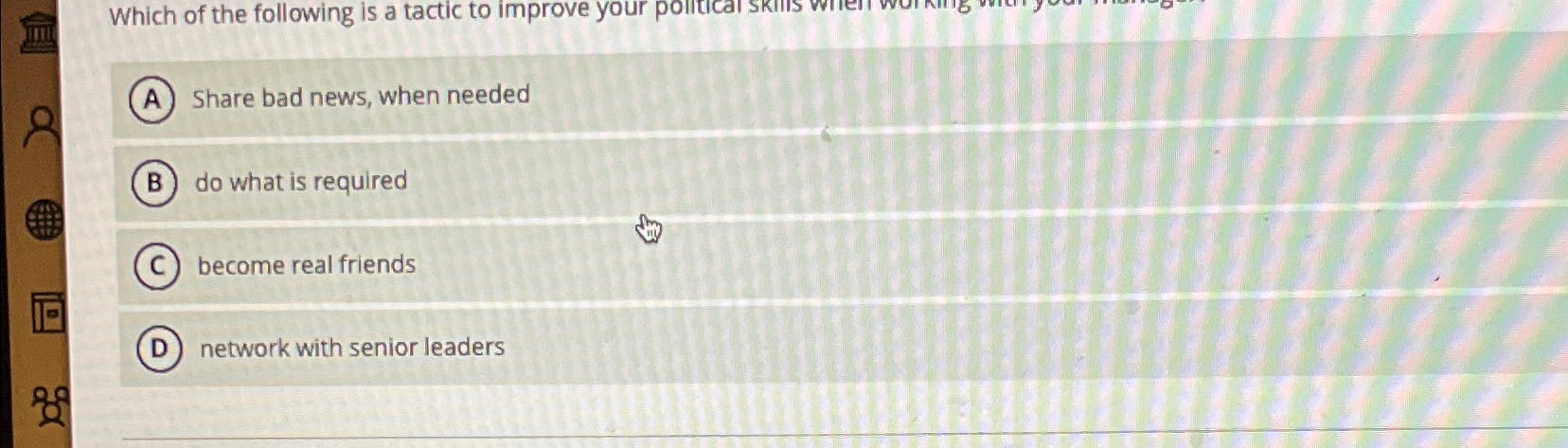 Solved Which of the following is a tactic to improve your | Chegg.com
