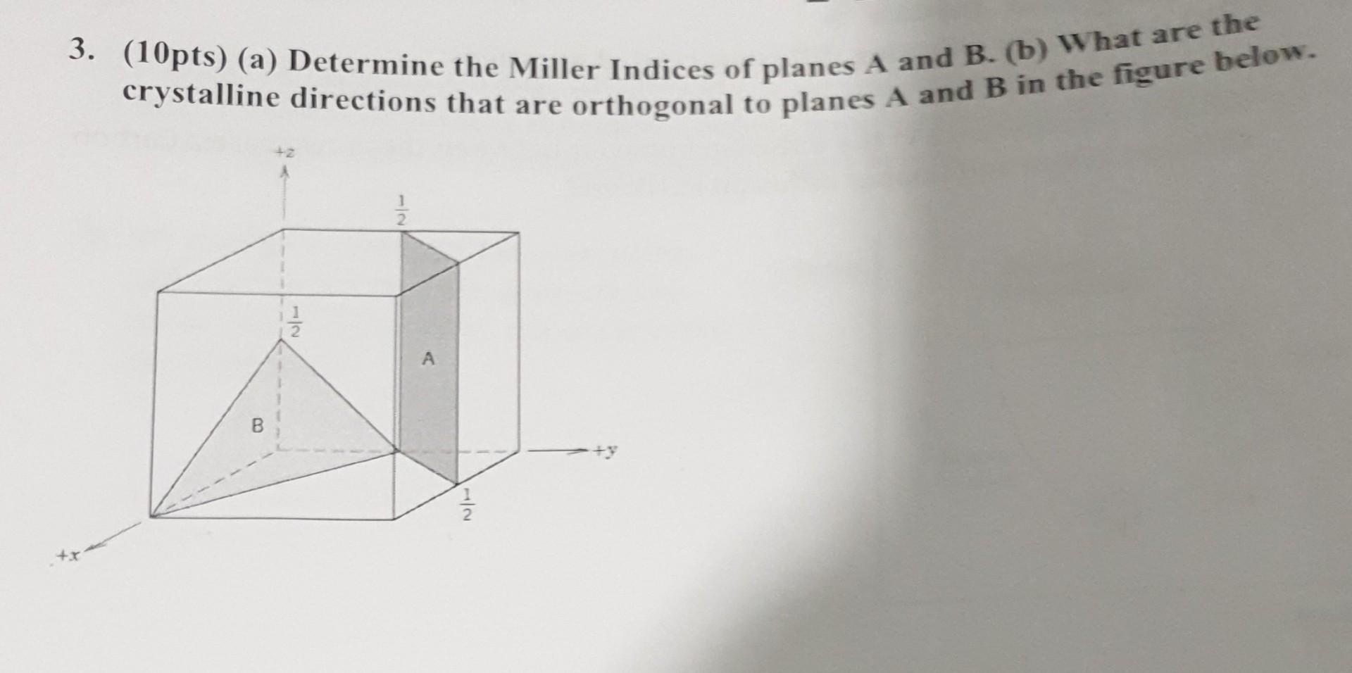 Solved 3. (10pts) (a) Determine the Miller Indices of planes | Chegg.com