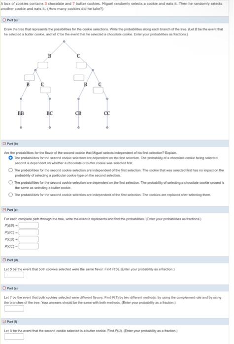 Solved A bor of cookies contains 3 chocolate and 7 buttrer | Chegg.com