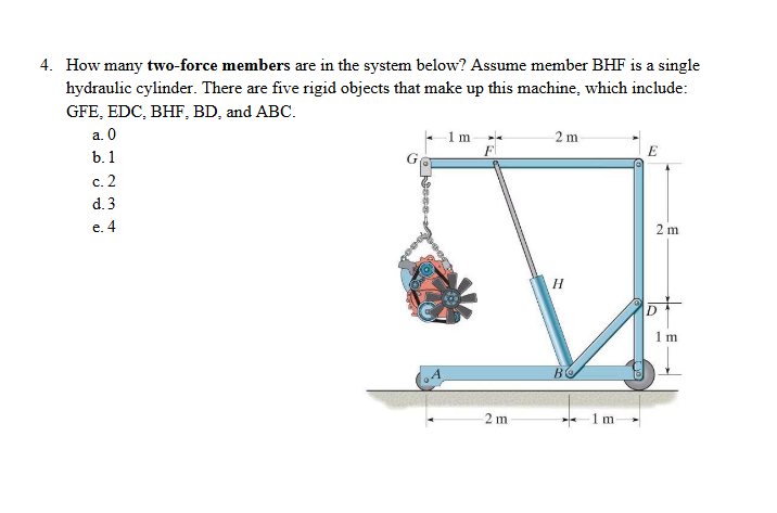 Solved 4. ﻿How many two-force members are in the system | Chegg.com