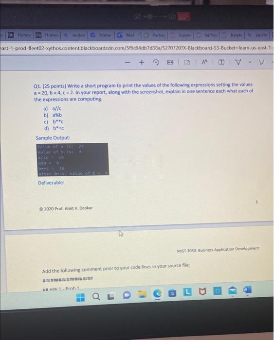 Solved Q1. (2.5 points) Write a short program to print the | Chegg.com