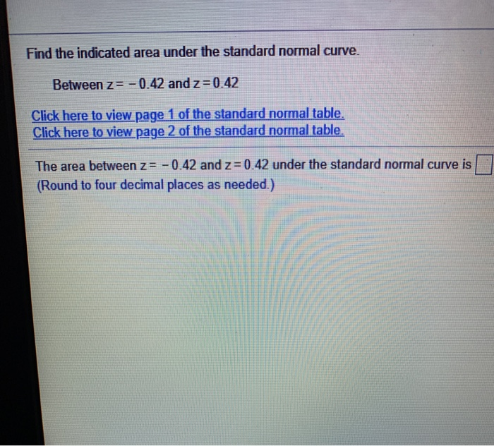 Solved Find the indicated area under the standard normal | Chegg.com