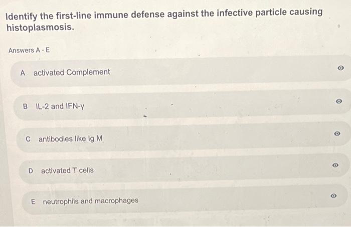 Solved Identify the first-line immune defense against the | Chegg.com