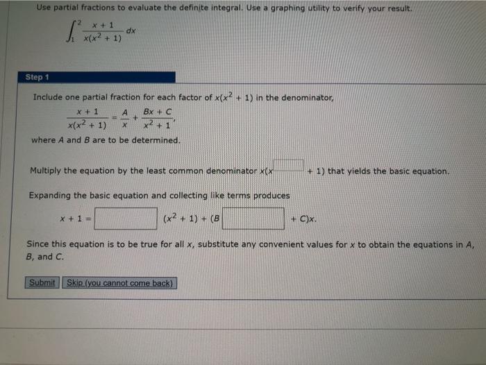Solved Use partial fractions to evaluate the definite | Chegg.com