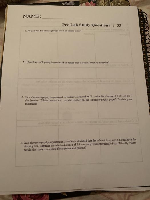 Solved NAME: Pre-Lab Study Questions | 33 1. Which nowe | Chegg.com