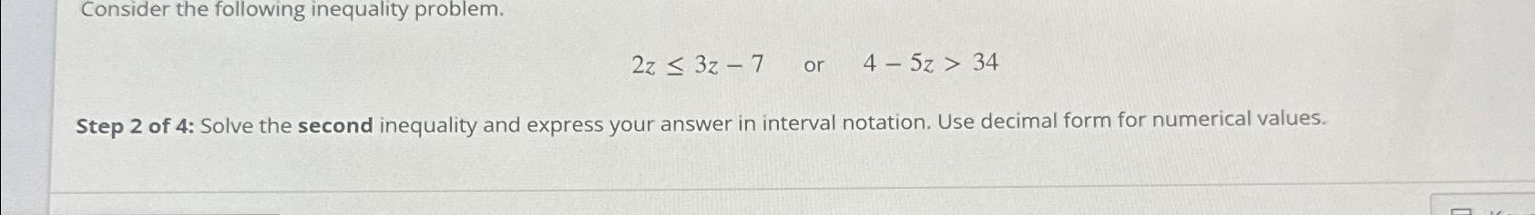 Solved Consider the following inequality | Chegg.com