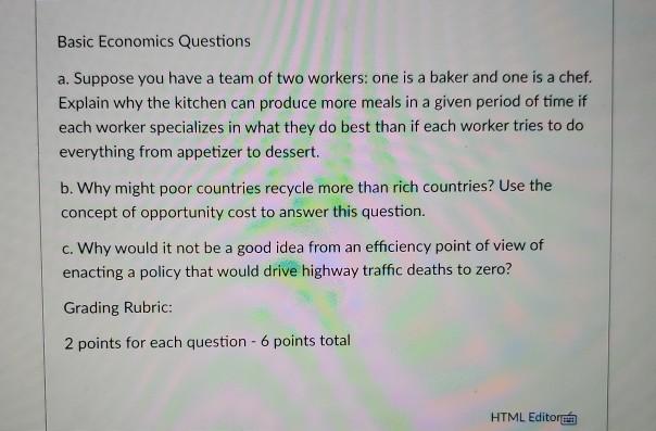 Solved Basic Economics Questions a. Suppose you have a team | Chegg.com