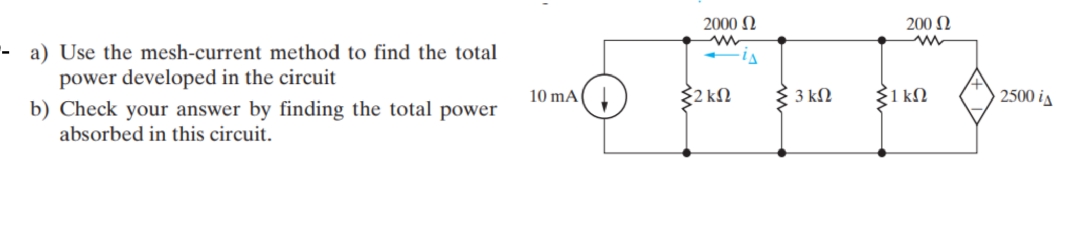 Solved a) ﻿Use the mesh-current method to find the | Chegg.com