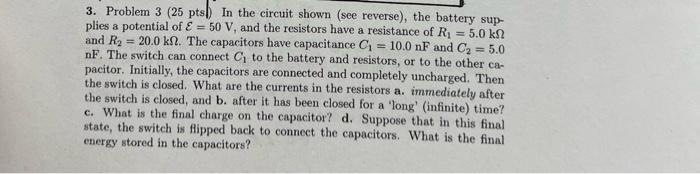 Solved 3. Problem 3 (25 pts) In the circuit shown (see | Chegg.com