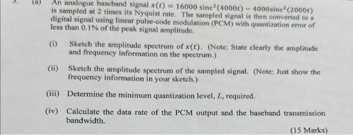 Solved (a) An analogue baseband signal | Chegg.com