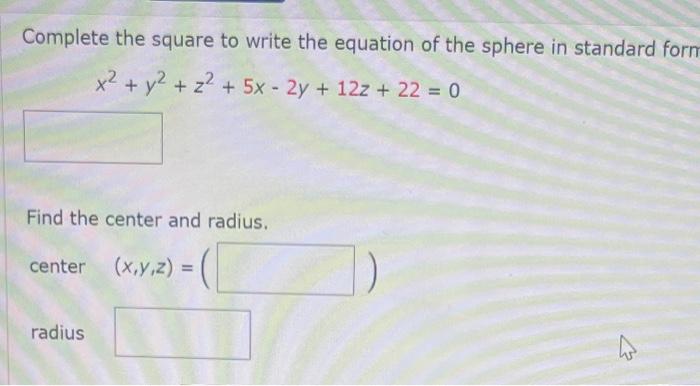 Solved Complete the square to write the equation of the | Chegg.com