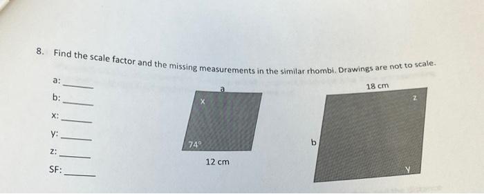 find the scale factor and the missing measurements in | Chegg.com