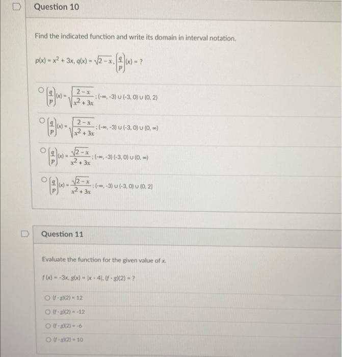 Solved Find the indicated function and write its domain in | Chegg.com